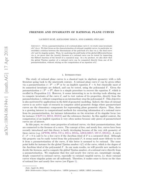 Freeness And Invariants Of Rational Plane Curves Deepai