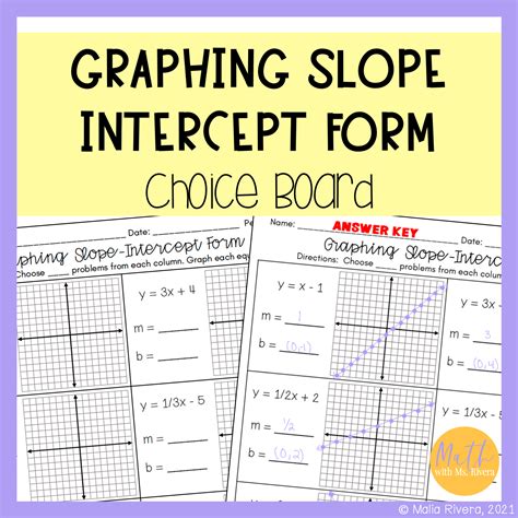 Slope Intercept Form Graphing Worksheet