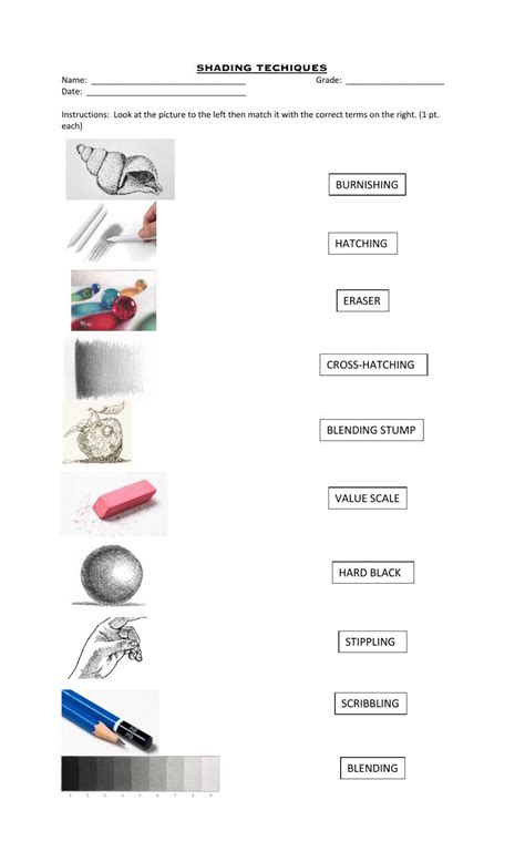 Shading Techniques Worksheet Worksheets Library