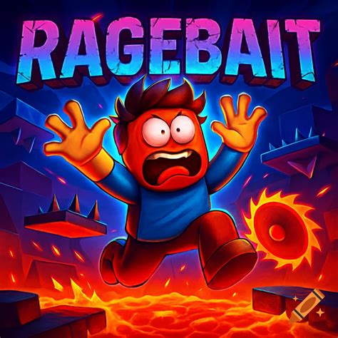 A Red Faced Cartoon Character Jumps Over Lava And Spikes With