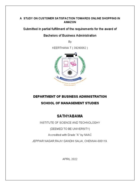Keerthana T Pdf Online Shopping Customer Satisfaction