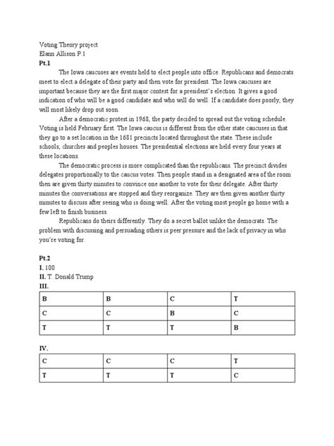 Voting Theory Project Math 1030 Pdf Elections Voting