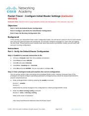 Packet Tracer Configure Initial Router Settings Docx Packet Tracer Configure