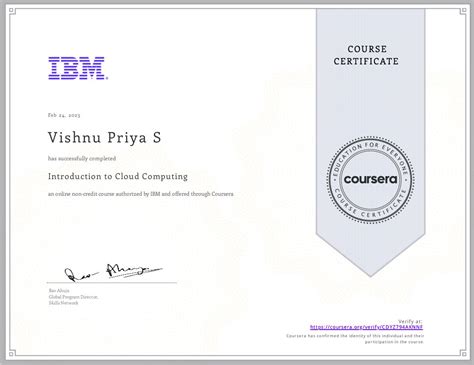 Vishnu Priya Senthilkumar On Linkedin Cloudcomputing Ibm Coursera