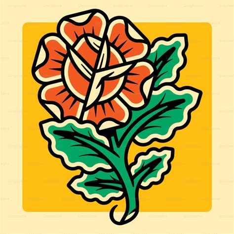 노란색 배경에 장미 그림 벡터 Unsplash의 문신 이미지