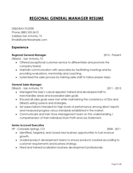 20 General Manager Resume Examples And Templates