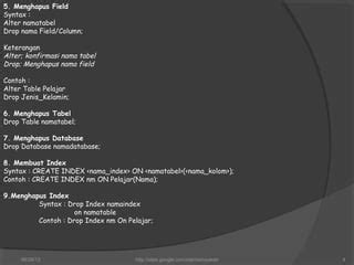 Membuat Database Menggunakan MySql PPT