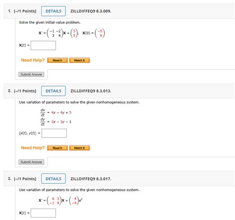 Solved 1 Points Zilldiffeq9 83009 Solve The Given