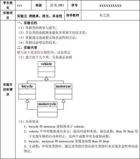 类的继承、派生、多态性c课程实验报告文档下载