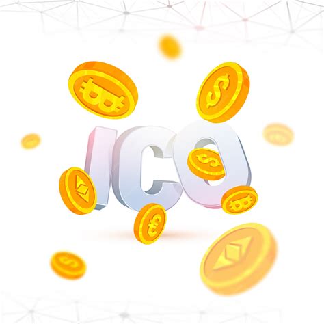 Premium Vector Ico Initial Coin Offering Background With Golden