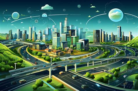 Highlighting A Smart Intersection This Artwork Showcases How Technology Integrates Into The