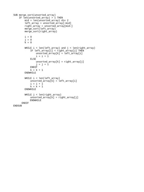 Merge Sort Pseudocode Pdf