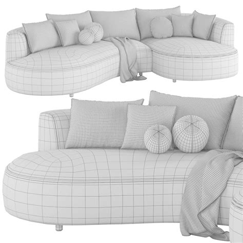 Modern Curved Cloud Sectional Sofa 3d Model For Vray Corona