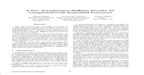 A Fast Asynchronous Huffman Decoder For Compressed Code Embedded