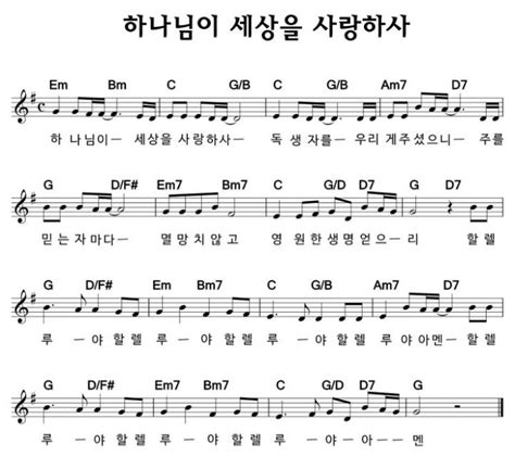 하나님이세상을사랑하사 Ccm악보