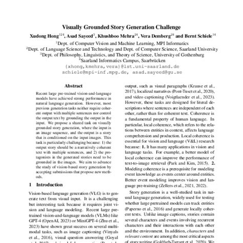 Visually Grounded Story Generation Challenge Acl Anthology