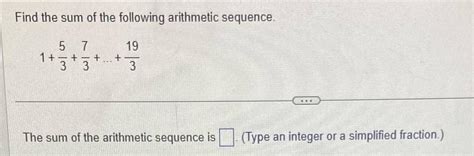 Solved Find The Sum Of The Following Arithmetic Chegg