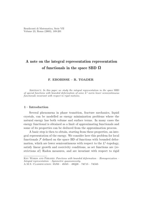 Pdf A Note On The Integral Representation Representation Of