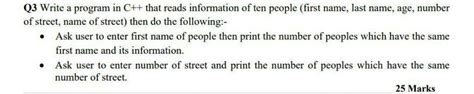 Solved Q3 Write A Program In C That Reads Information Of