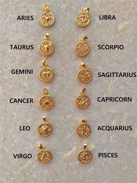 Zodiac Necklace Astrology Necklace Zodiac Medallion Necklace Coin