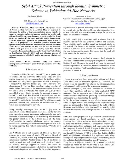 Pdf Sybil Attack Prevention Through Identity Symmetric Scheme In