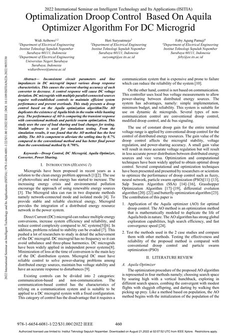 Pdf Optimalization Droop Control Based On Aquila Optimizer Algorithm
