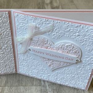 Handmade Wedding Card Embossed Heart Customizable Colors Etsy