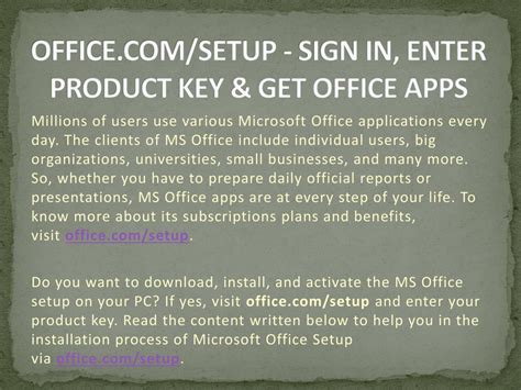 PPT Office Com Setup Enter Your Product Key Install Or Setup Office PowerPoint