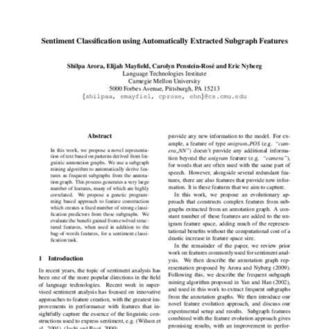 Sentiment Classification Using Automatically Extracted Subgraph Features Acl Anthology