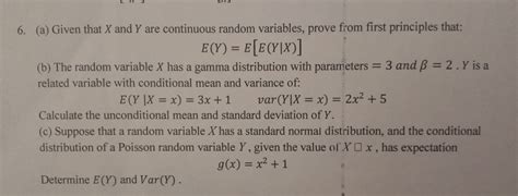 Solved 6 A Given That X And Y Are Continuous Random