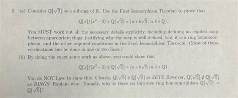 solved 2 a consider q[2] as a subring of r use the first