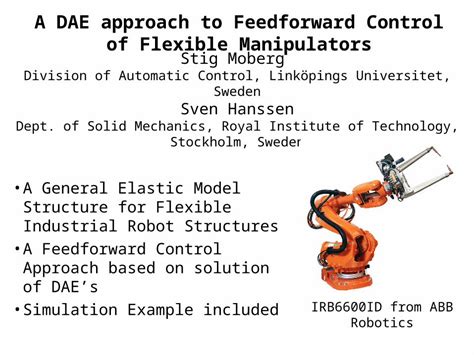 Ppt A Dae Approach To Feedforward Control Of Flexible Manipulators Dokumen Tips