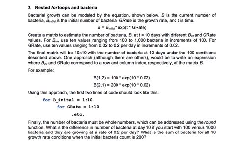 2 Nested For Loops And Bacteria Bacterial Growth Can