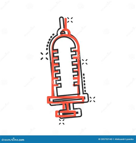 Syringe Icon In Comic Style Inject Needle Cartoon Vector Illustration
