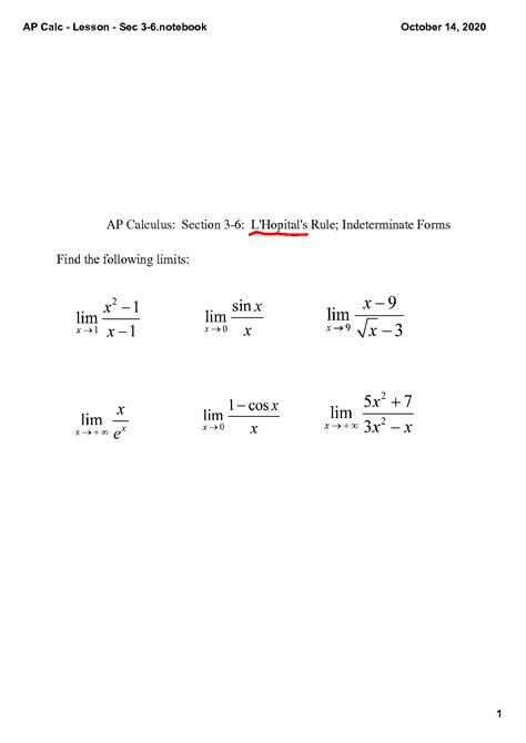 SOLUTION Limits And Indeterminate Forms Exercises Studypool