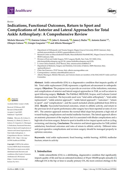 Pdf Indications Functional Outcomes Return To Sport And Complications Of Anterior And