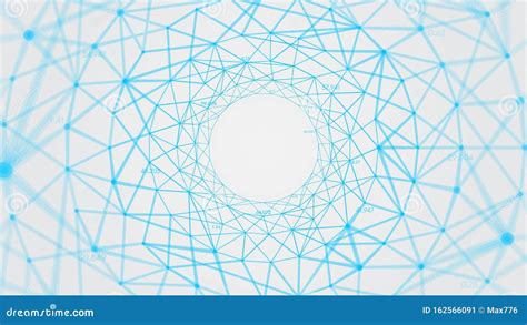 Abstract Vector Polygons Plexus Background With Connected Lines And Dots Forming A Circle