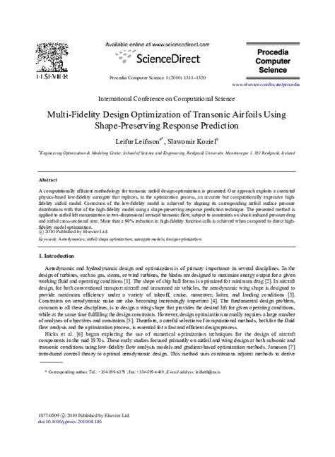 Pdf Multi Fidelity Design Optimization Of Transonic Airfoils Using Physics Based Surrogate