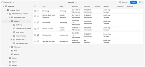 Sites Console Side Panel Adobe Experience Manager