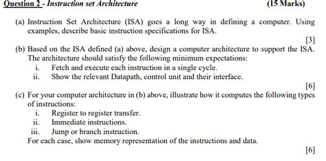 Solved Question Instruction Set Architecture Marks Chegg