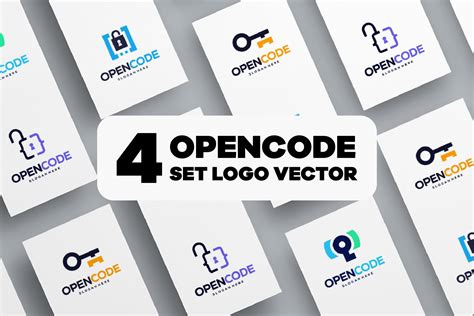 set of open code logo designs branding and logo templates ~ creative market