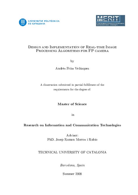 Pdf Design And Implementation Of Real Time Image Processing Algorithms For Fp Camera