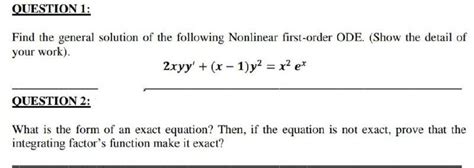 Solved QUESTION Find The General Solution Of The Chegg Com