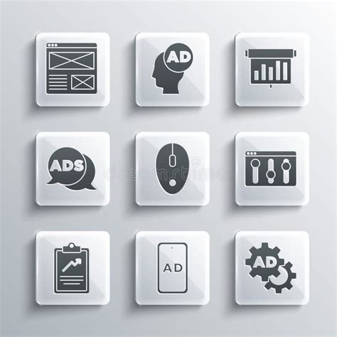 Set Advertising Browser Setting Computer Mouse Clipboard With Graph Chart Window And Board