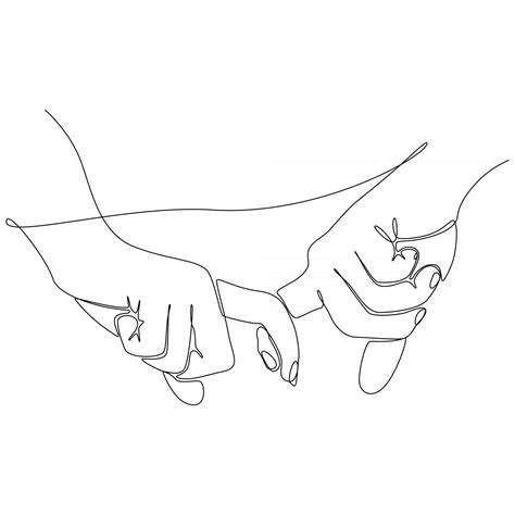 Continuous Line Drawing Of Male And Female Hands Holding Each Other Romantic Concept Vector