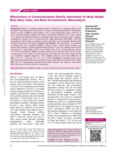 Effectiveness Of Community Based Obesity 2 Pdf Obesity Body Mass Index