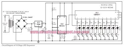 Output LED Sequencer Circuit Diagram Circuits Projects