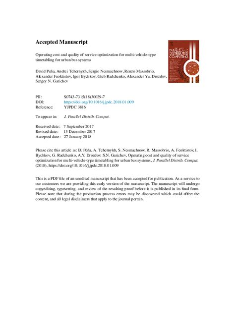 Pdf Operating Cost And Quality Of Service Optimization For Multi Vehicle Type Timetabling For