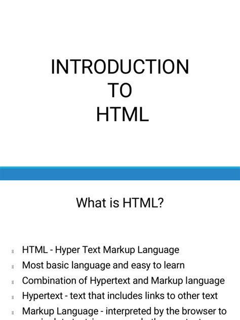 Introduction To Html Pdf Html World Wide Web