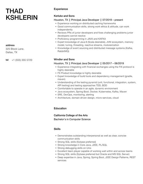 Principal Java Developer Resume Samples Velvet Jobs
